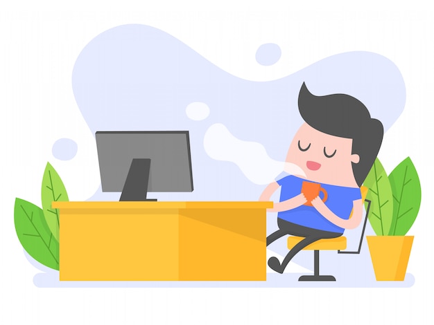 Relaxed Office Worker Enjoys Peaceful Moment at Desk | Jiffy Designs