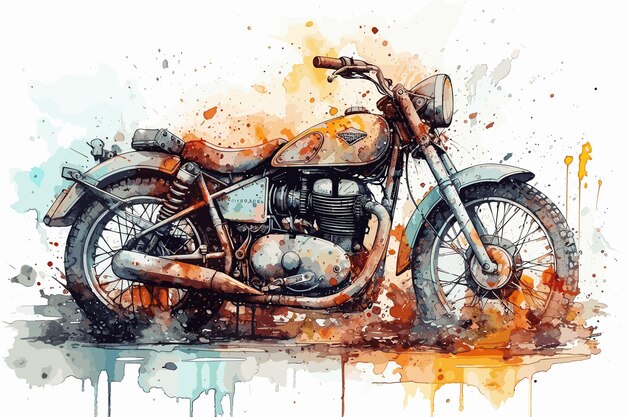 Rugged Vintage Motorcycle in Splattered Paint Explosion | Jiffy Designs