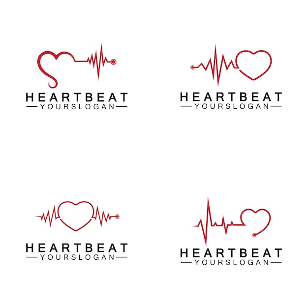 Heartbeat Logos with Pulsing Heart Symbols and Customizable Taglines ...