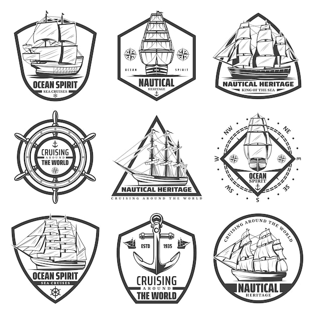 Nautical Adventure Emblem Collection: Iconic Symbols of the High Seas ...