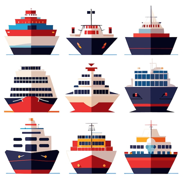 Vibrant Armada: A Fleet of Stylized Nautical Vessels | Jiffy Designs