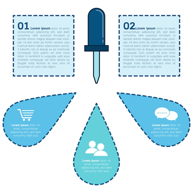 Vibrant Blue Droplet Shapes with Informative Text Sections | Jiffy Designs