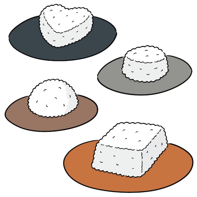 Delectable Rice Dishes Illustration: Steamed Rice Variations on Plates ...