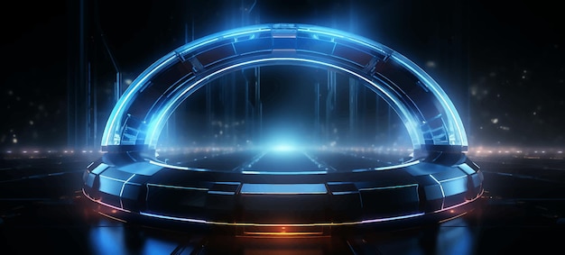 Radiant Futuristic Arch with Glowing Rings | Jiffy Designs