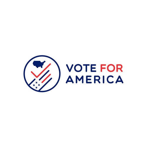 Vote For America Logo. Hands Forming Checkmark In Lineart Style With ...