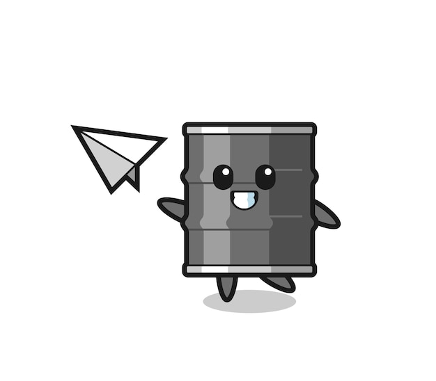 Cheerful Cartoon Barrel Mascot Holding Paper Airplane | Jiffy Designs