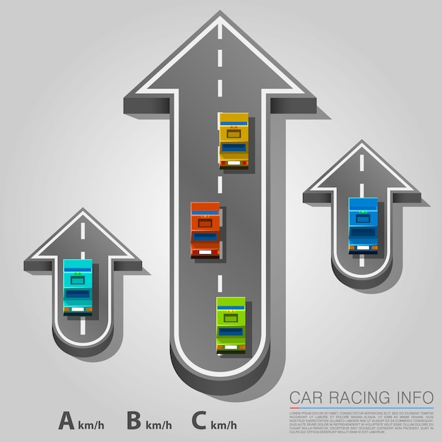 Vibrant Arrow-Shaped Road with Speeding Cars and Traffic Info | Jiffy ...