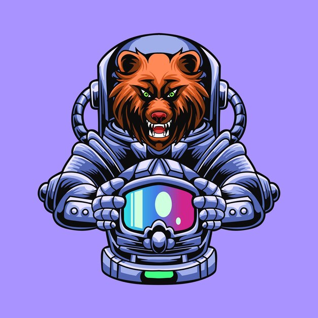 Ferocious Space Bear Pilot in Futuristic Spacecraft | Jiffy Designs