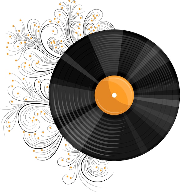 Vintage Vinyl Record with Ornate Swirling Flourishes | Jiffy Designs