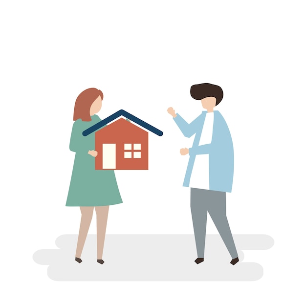 Couple discussing new home purchase with house model | Jiffy Designs
