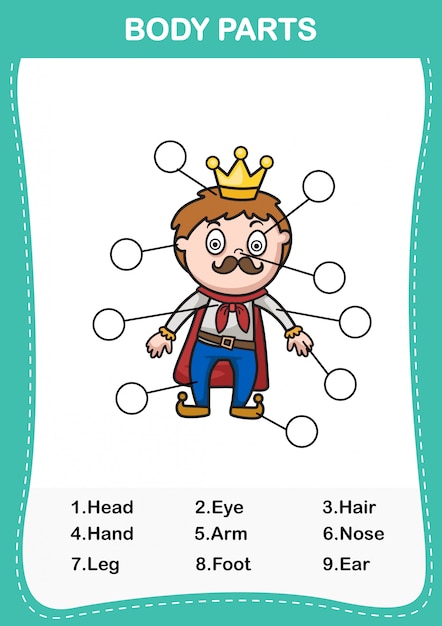 Illustrated Body Parts Diagram with Cute Cartoon Character | Jiffy Designs