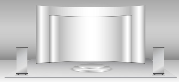Sleek and Elegant Silver Stage with Spotlights | Jiffy Designs