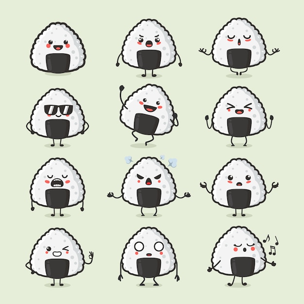 Charming Onigiri Mascots: A Delightful Culinary Illustration | Jiffy ...
