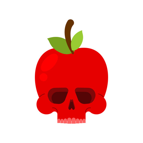 Skull Apple Isolated. Skeleton Deadly Scary Fruit Vector Illustration ...