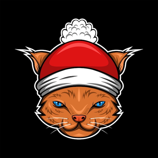 Fierce Orange Cat in Santa Hat Illustration | Jiffy Designs