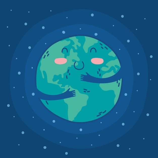 Whimsical Planet Earth Hugging Itself Under Starry Night Sky | Jiffy ...