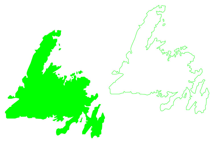 Newfoundland Island (Canada, Newfoundland And Labrador Province, North America) Map Vector ...