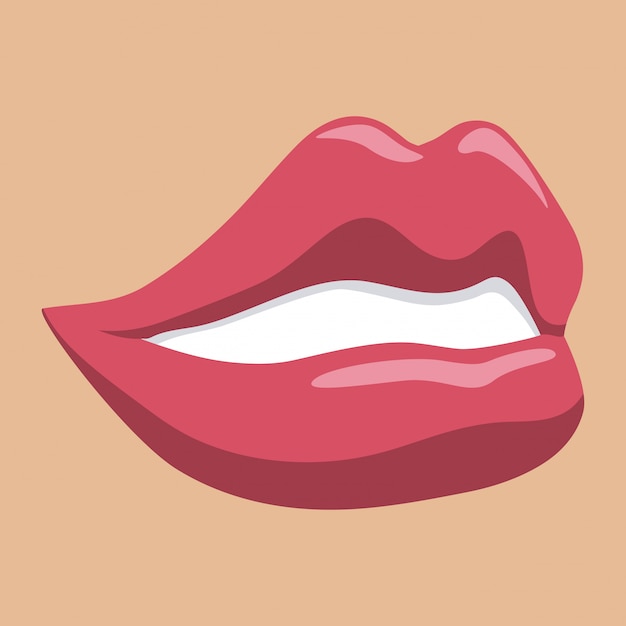 Stylized Pink Lips with Pearly White Teeth Illustration | Jiffy Designs