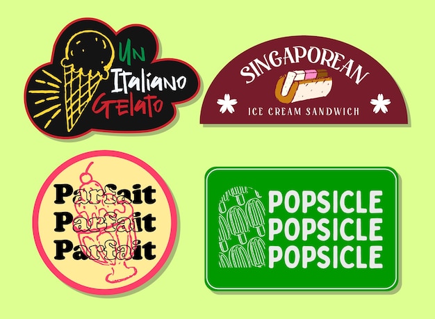 Vibrant Retro Ice Cream Sandwich and Popsicle Logos | Jiffy Designs