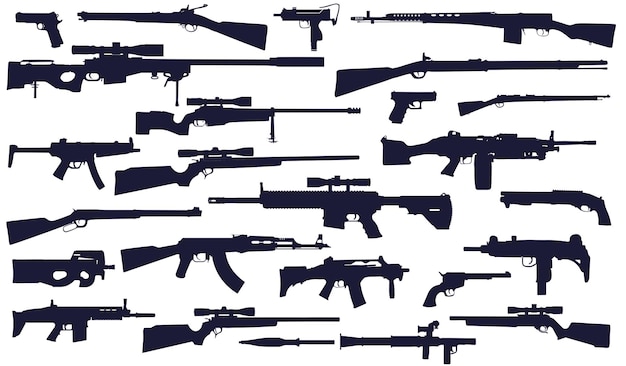 Diverse Armory: An Assortment of Iconic Firearms Silhouettes | Jiffy ...