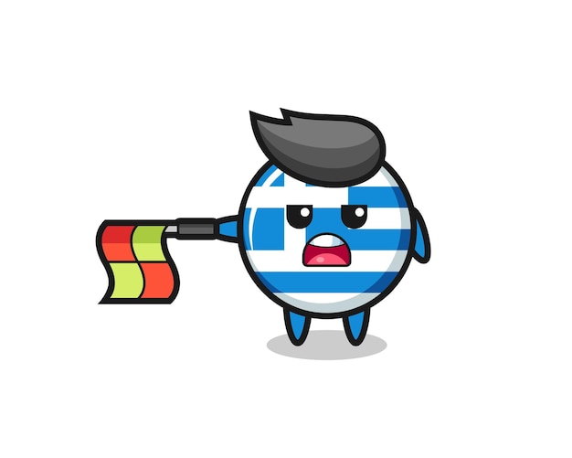 Adorable Greek Flag Button Mascot Holding Microphone | Jiffy Designs