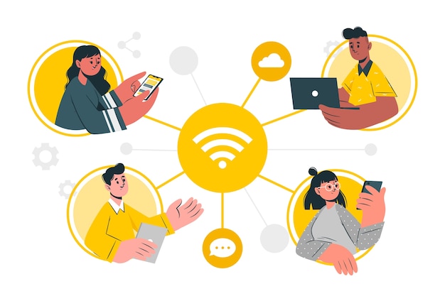 Diverse People Connected through Wireless Technology and Devices ...