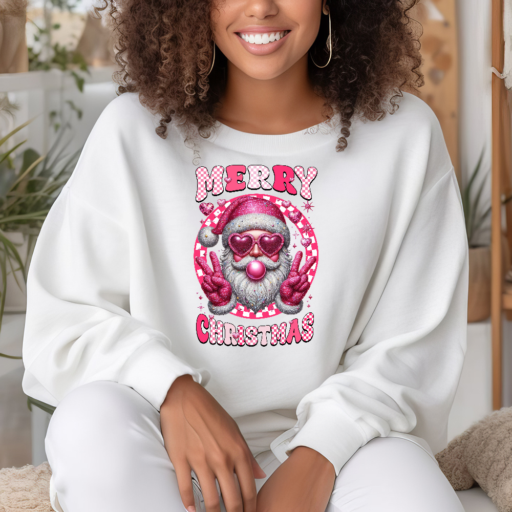 'Merry Christmas' Funky Santa with Heart Sunglasses and Peace Signs ...