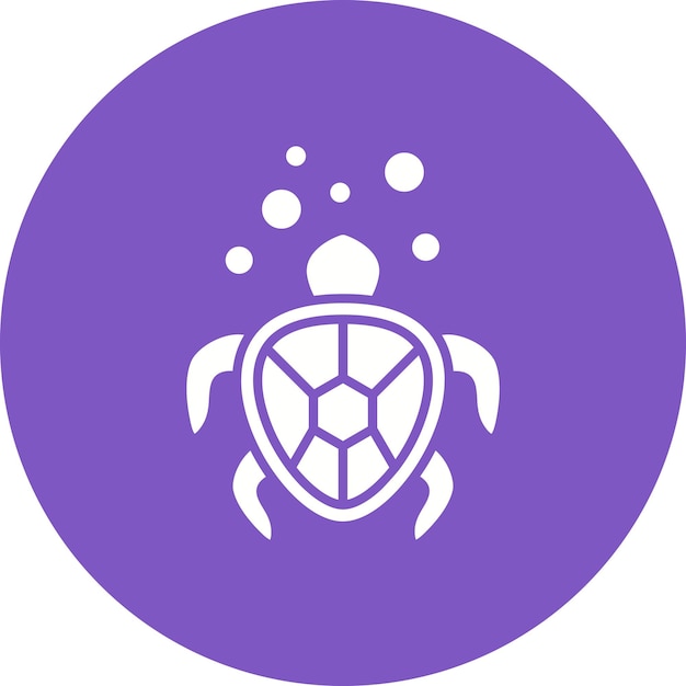 Vibrant Turtle Icon with Bubbles on Purple Background | Jiffy Designs