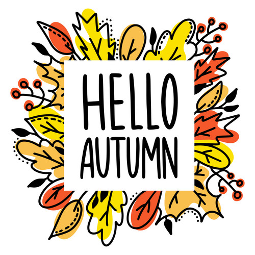 Hello Autumn Hand Lettering Text With Frame Autumn Leaves. Vector ...