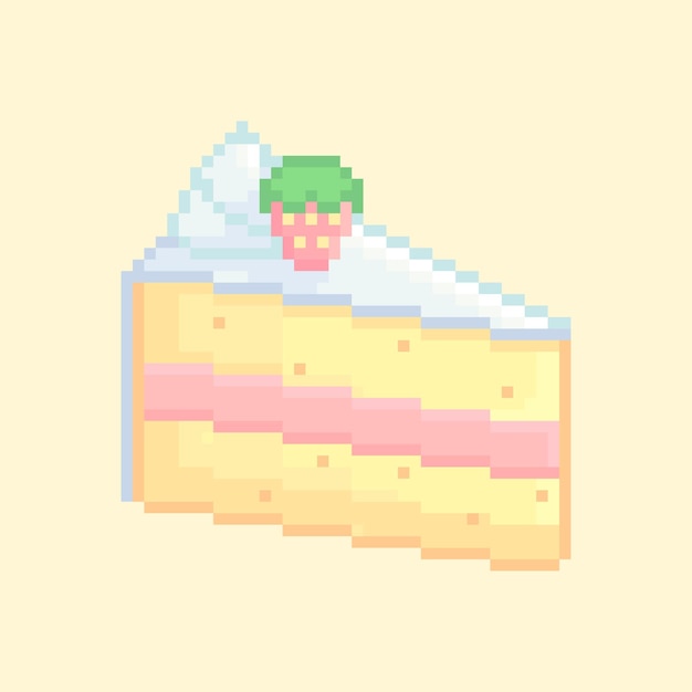 Delightful Pixel Art Cake Slice with Whimsical Topping | Jiffy Designs