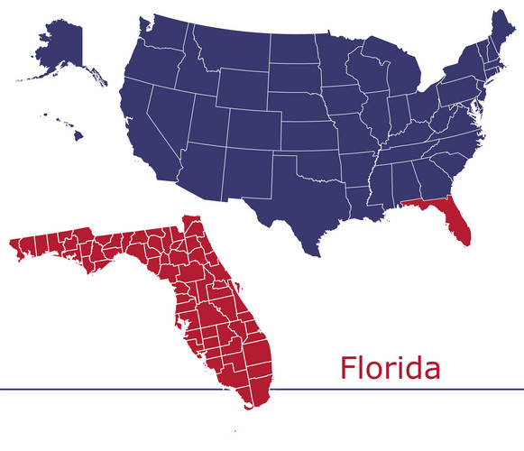 Florida Counties Vector Map Outline With Usa Map Colors National Flag | Jiffy Designs