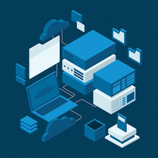 Isometric Illustration of Modern Digital Office Equipment | Jiffy Designs