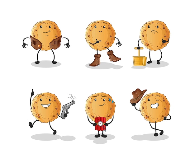 Cheerful Chocolate Chip Cookie Characters in Diverse Poses | Jiffy Designs