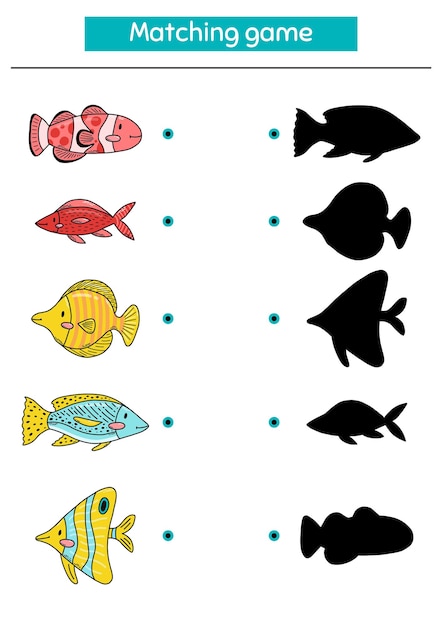 Vibrant Fish Silhouette Matching Game | Jiffy Designs