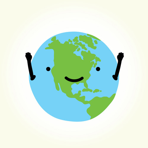 Happy Planet Earth Isolated On White Vector | Jiffy Designs