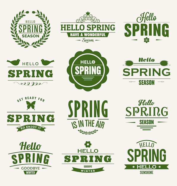 Spring Season Themed Typography and Floral Badges Collection | Jiffy ...