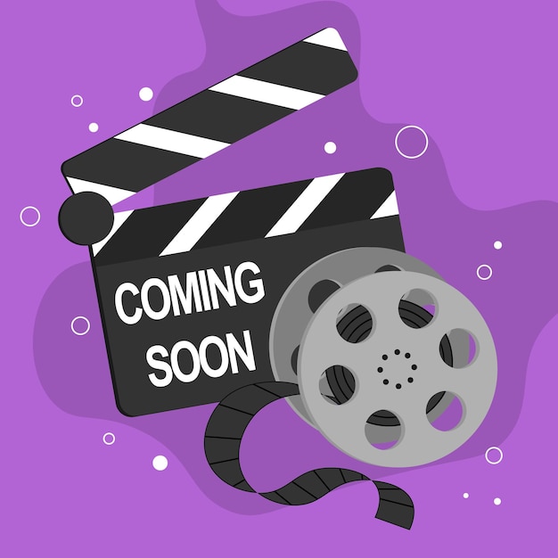 Upcoming Cinema Production with Clapper Board and Film Reel | Jiffy Designs
