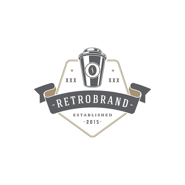 Vintage Retro Brand Logo with Emblem and Ribbon | Jiffy Designs