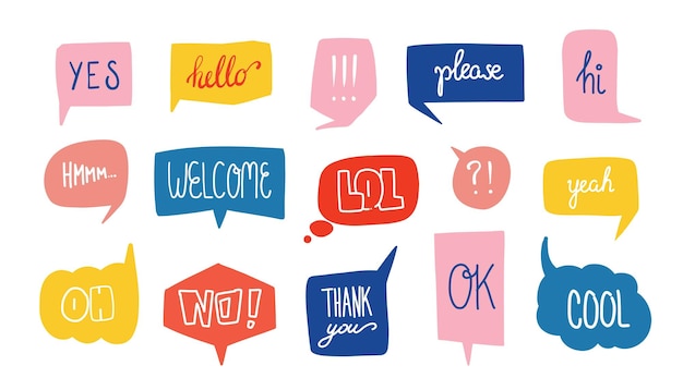 Vibrant Collage of Expressive Speech Bubbles in Playful Handwritten ...