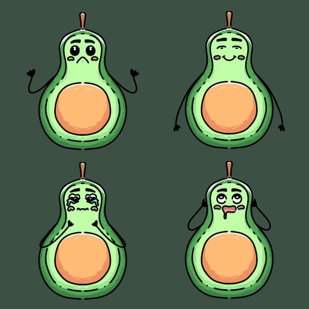 Whimsical Avocado Characters with Expressive Faces | Jiffy Designs