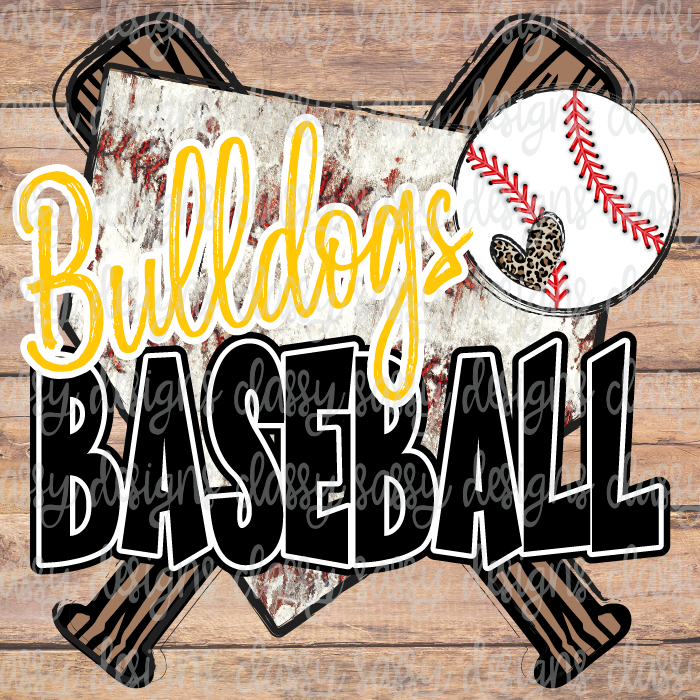 Bulldogs Baseball Yellow Home Plate School Mascot Softball PNG INSTANT ...