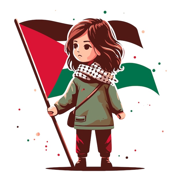 Young Rebel Holding Palestinian Flag with Determination | Jiffy Designs