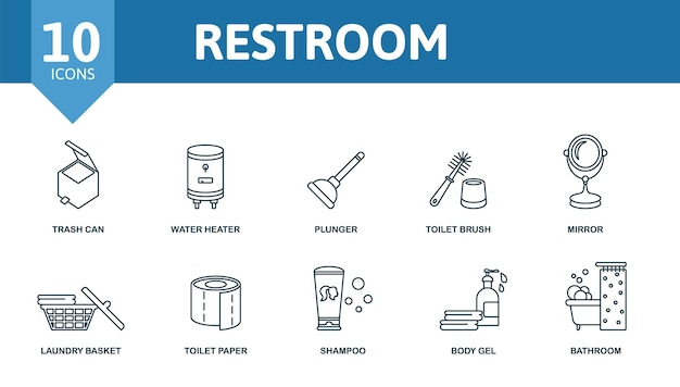 Comprehensive Collection of Restroom Essentials Depicted in Minimalist ...