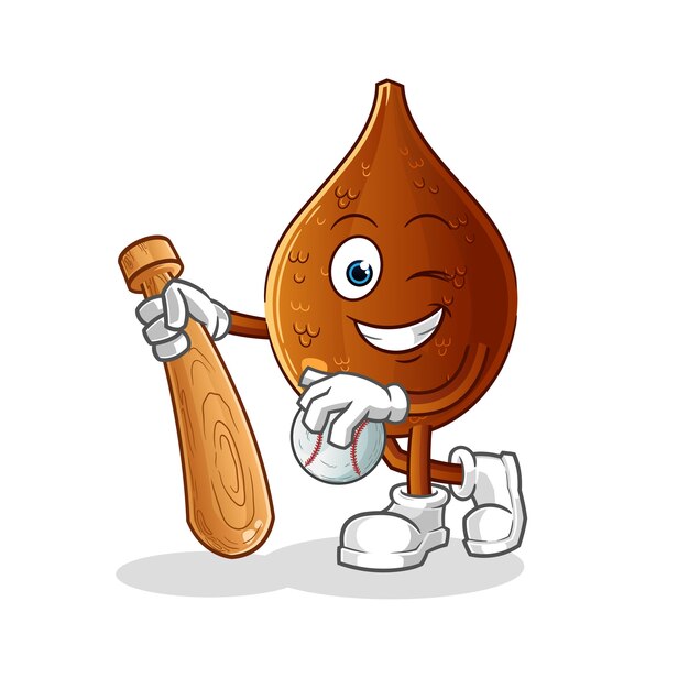 Adorable Cartoon Teardrop Figure Holding Wooden Baseball Bat | Jiffy ...