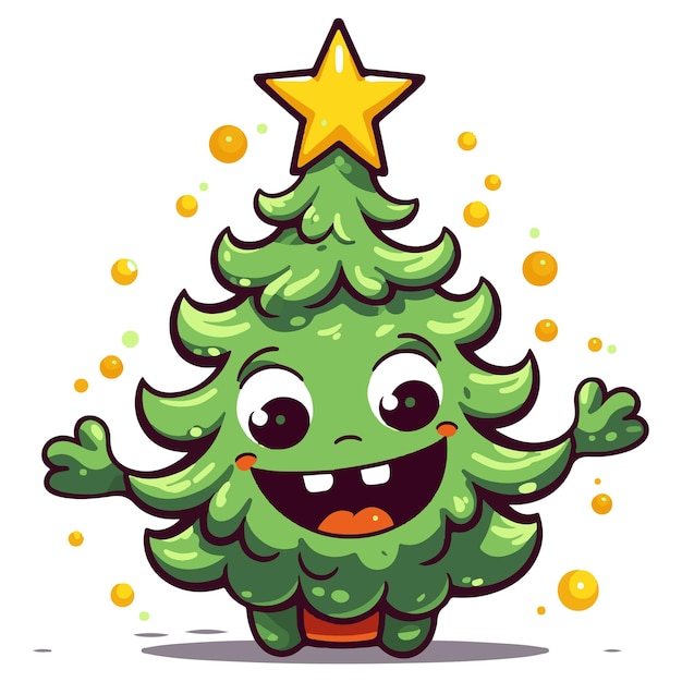 Cheerful Cartoon Christmas Tree with Sparkling Star Topper | Jiffy Designs