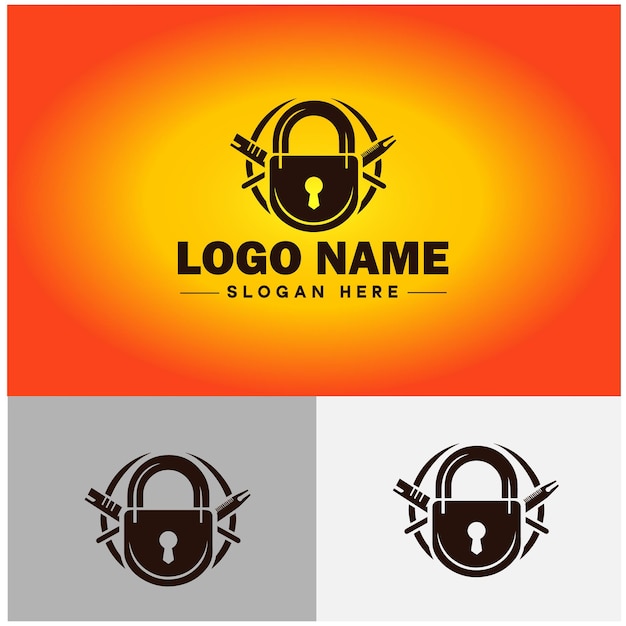 Secure and Stylish Lock Icon with Crossed Swords | Jiffy Designs