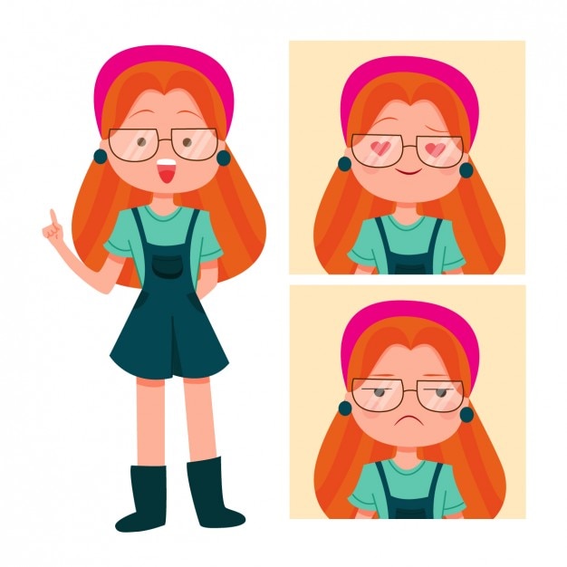 Stylized Ginger Girl Character Illustrations in Varied Styles | Jiffy ...