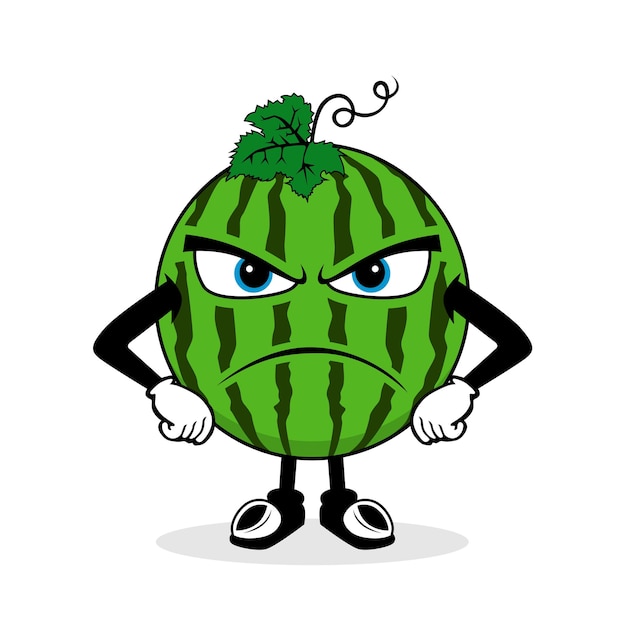 Angry Watermelon Cartoon Character with Crossed Arms | Jiffy Designs