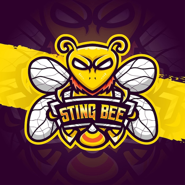 Fierce Stinging Bee Mascot Emblem on Bold Backdrop | Jiffy Designs