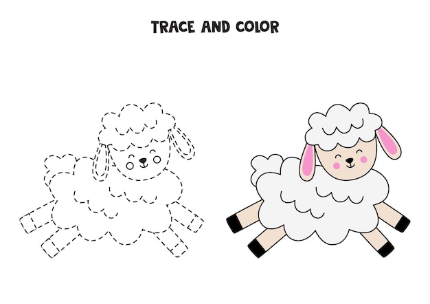 Cute Sheep Characters for Tracing and Coloring Activity | Jiffy Designs